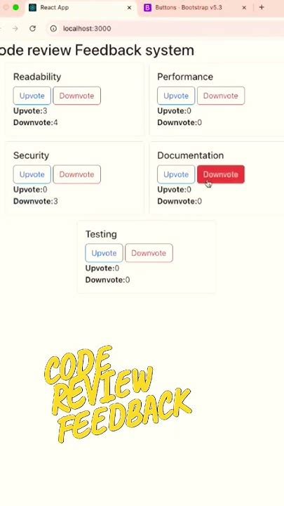code review feedback system react project hackerrank react coding