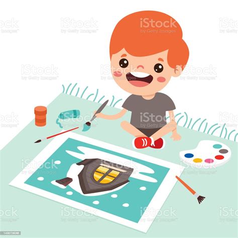 바닥에 그림을 그리는 어린 아이 누워있기에 대한 스톡 벡터 아트 및 기타 이미지 누워있기 드로잉 벡터 Istock