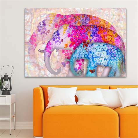 Abstract Three Elephants Art Canvas Modern Art Collection Homafy