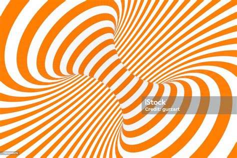 토 러 스 3d 착시 래스터 그림입니다 최 면 화이트와 오렌지 튜브 이미지입니다 콘트라스트 트위스트 루프 스트라이프 장식 3차원