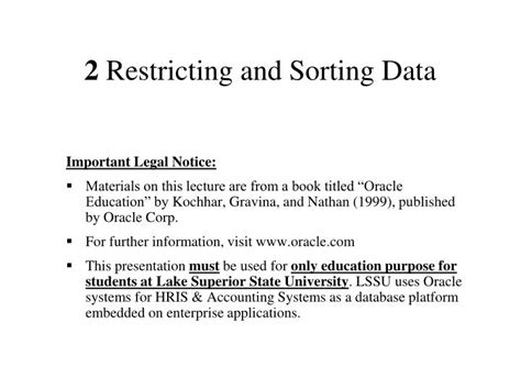ppt 2 restricting and sorting data powerpoint presentation free