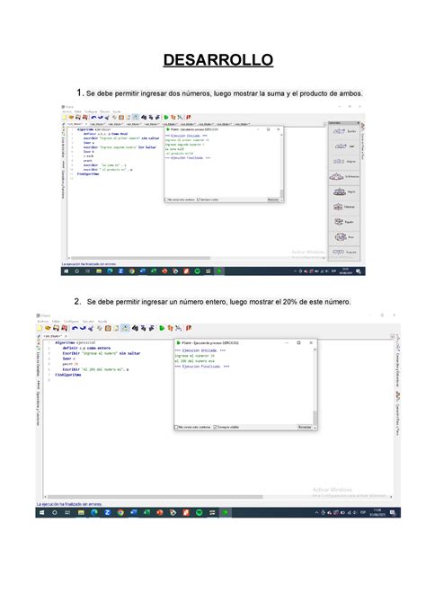 Algoritmos Ejercicios Resueltos De La Semana 3 DESARROLLO 1 Se Debe Permitir Ingresar Dos