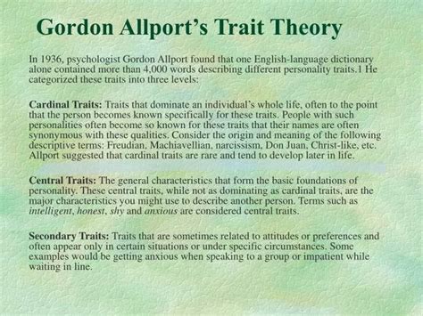 Ppt Gordon Allports Trait Theory Powerpoint Presentation Free Download Id 5773327