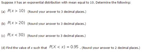 Solved Suppose X Has Exponential Distribution With Mean