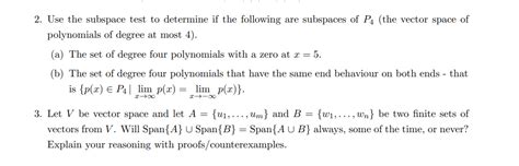 solved 2 use the subspace test to determine if the