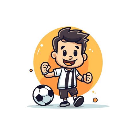 Jugador De Fútbol De Dibujos Animados Sosteniendo La Pelota Ilustración