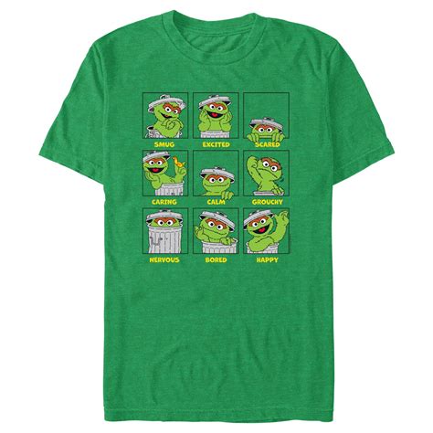 Mens Sesame Street Emotions Of Oscar The Grouch Graphic T Shirt