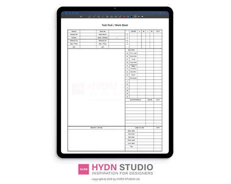 영어 의류 패션 작업지시서 디자인 양식 10 Pdf 헤이든스튜디오