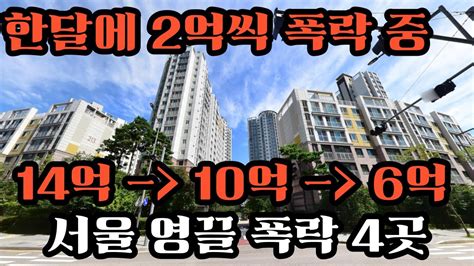 서울 하락 Top 4 한달에 2억씩 폭락 중 서울 아파트는 오늘이 가장 비싸요 14억이 6억으로 영끌하고 재산 0원 서울아파트 서울시아파트 영끌 아파트