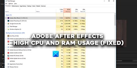 Adobe After Effects High Cpu And Ram Usage Fixed