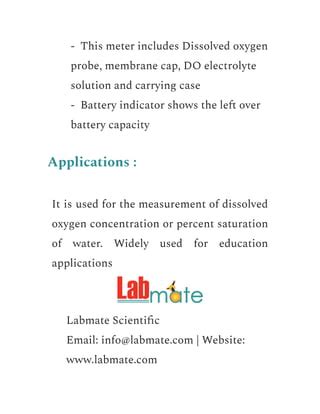Dissolved Oxygen Meter PDF Chemistry Science