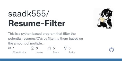 Github Saadk555resume Filter This Is A Python Based Program That