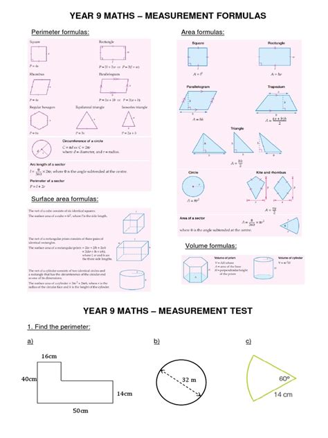 Yr9 Maths Measurement Test Pdf Yr9 Maths Measurement Test Pdf