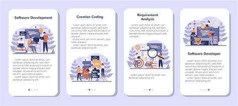 premium vector software mobile application banner set idea of