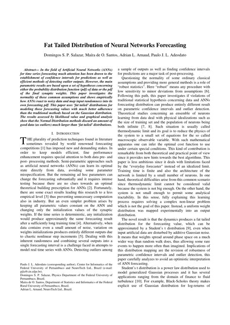 Pdf Fat Tailed Distribution Of Neural Networks Forecasting