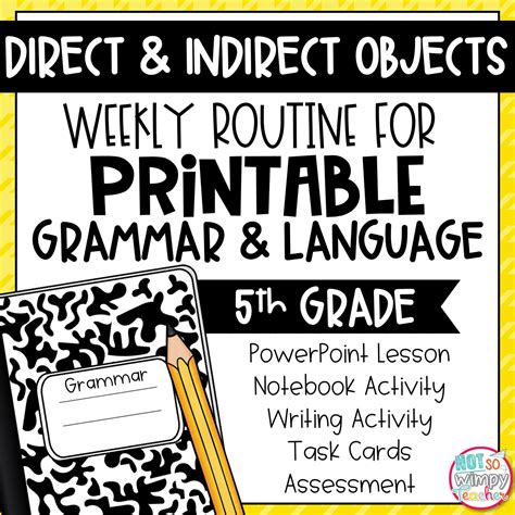 Grammar Fifth Grade Activities Direct And Indirect Objects Not So