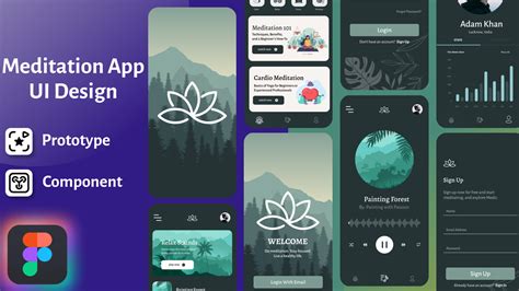 Meditation App Ui Design Templete With Prototype And Interactive Component Figma