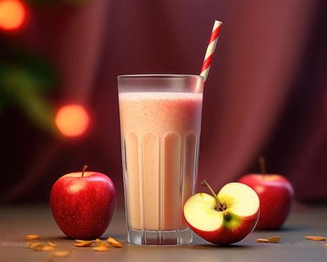 Premium Ai Image Fresh Smoothie Apple Lassi With Apple Fruit In