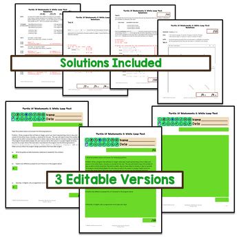 Turtle If Statements And While Loop Test EDITABLE Resource Package