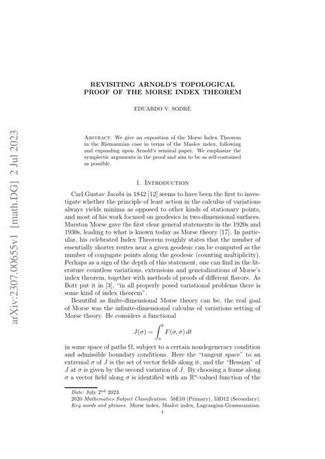 Pdf Revisiting Arnolds Topological Proof Of The Morse Index Theorem