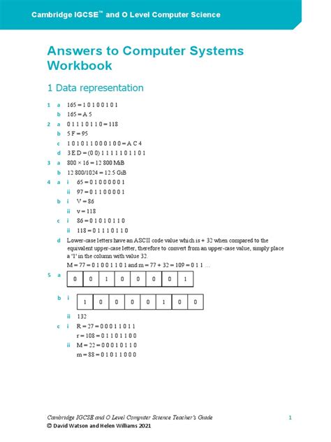 Cambridge Igcse And O Level Computer Science Computer Systems Workbook