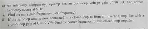 Solved A An Internally Compensated Op Amp Has An Open Loop