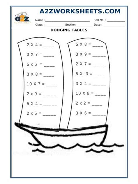 A2zworksheets Worksheet Of Dodging Tables Multiplication Maths