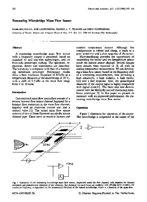 Pdf Resonating Microbridge Mass Flow Sensor Siebe Bouwstra