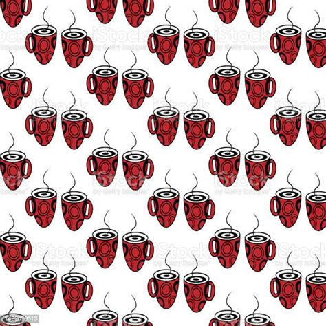 투명한 배경에 커피 원두와 추상적 인 양식화 된 컵이있는 완벽한 패턴 라인 아트 가격에 대한 스톡 벡터 아트 및 기타 이미지