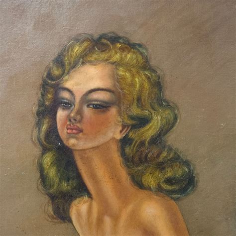 1950s Nude Painting Of Stylized Woman By Elias Zoumis Mad Van Antiques