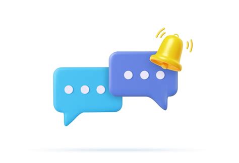 Premium Vector 3d Notification Bell On Speech Bubble With Text