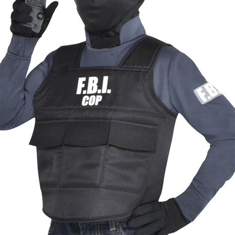 Fbi Cop Costume Black Blue Bullet Proof Vest Fbi Cop Swat Cosplay