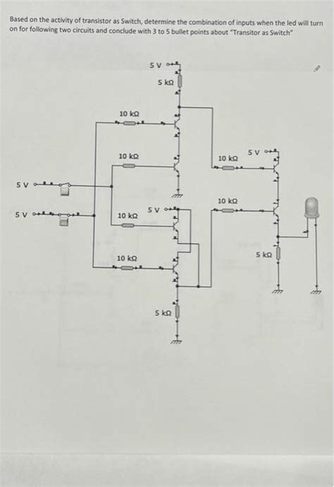 Solved Based On The Activity Of Transistor As Switch Chegg Com
