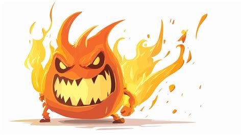 Scary Fire Cartoon Character Illustration Premium Ai Generated Vector