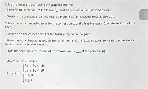 Solved Solve The Linear Program Using The Graphical Chegg
