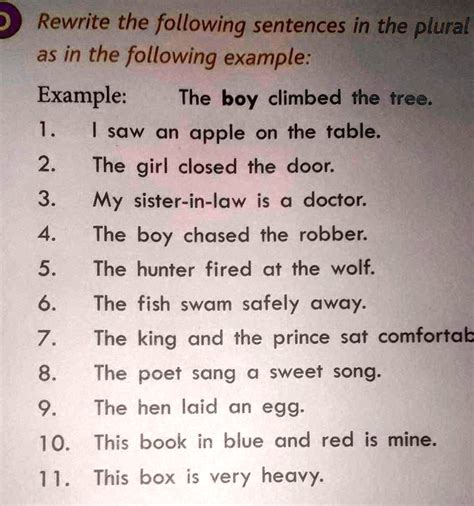 Solved Rewrite The Following Sentences Into Plural Form