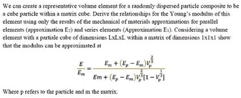 Solved We Can Create A Representative Volume Element For A Randomly