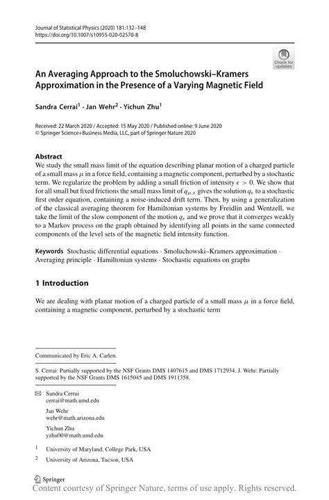 An Averaging Approach To The Smoluchowskikramers Approximation In The