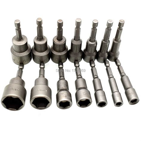 14pcs 충격 소켓 세트 14 16 진수 너트 드라이버 마그네틱 소켓 렌치 6mm 19mm 공기 충격 드릴 비트 어댑터