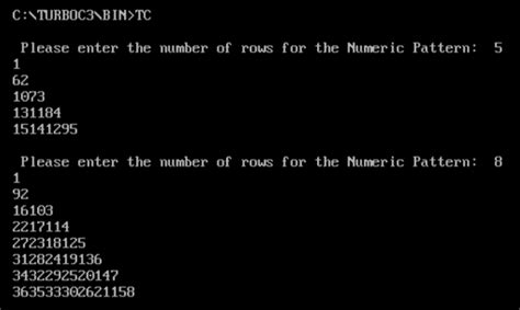 Program To Print Numeric Pattern In C