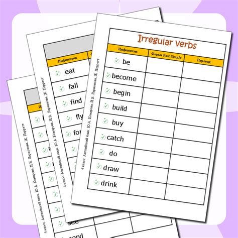 Flipbook Irregular Verbs Неправильные глаголы 4 класс Английский язык