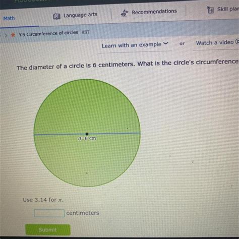 [free] The Diameter Of A Circle Is 6 Centimeters What Is The Circles