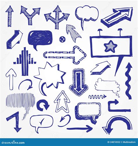 Arrows And Speech Bubbles Set Stock Vector Illustration Of Doodle Isolated