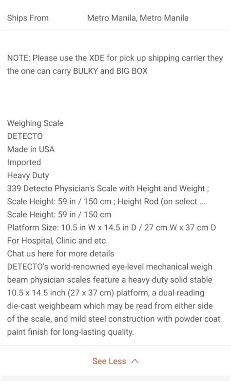 Detecto Weighing Scale Health And Nutrition Health Monitors And Weighing Scales On Carousell