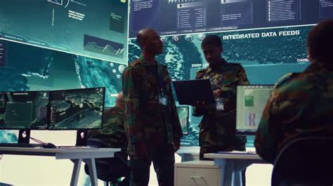 Army Commanders Overseeing Field Operations With Real Time Data Technology Stock Footage Ft
