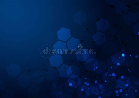 Abstract Molecular Structure Hexagon Pattern On Light Blue Background Stock Vector