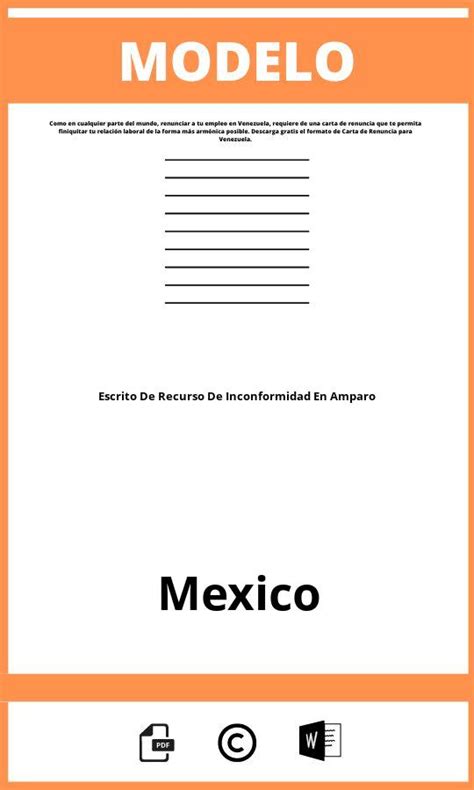 Modelo De Escrito De Recurso De Inconformidad En Amparo 2026
