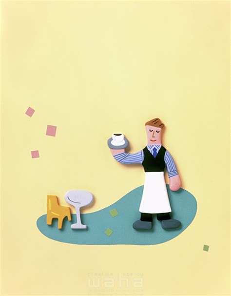 クラフト、人物、男性、働く人、ウエイター、運ぶ、店内、カフェ、レストラン、お店 イラスト作品紹介 イラスト＆写真のストックフォト