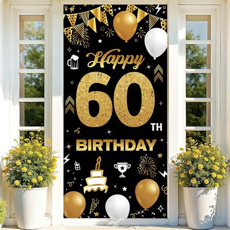 Phxey 60th Birthday Decoration For Men Women Fabric Happy