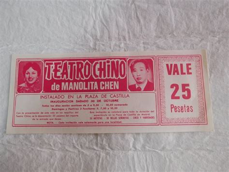 Preciosa Entrada Circo Teatro Chino De Manolita Chen Años 60